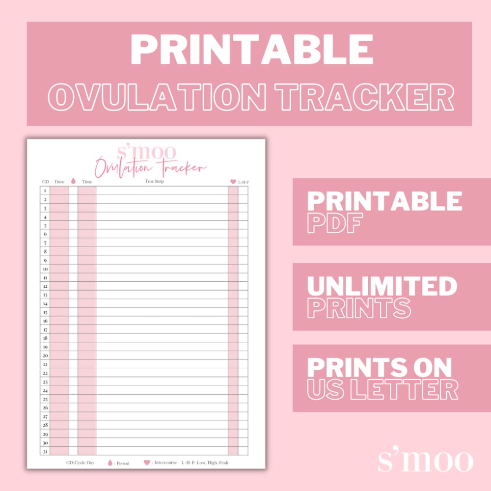Ovulation Tracker Fertility Tracker Printable Pdf The Smoo Co